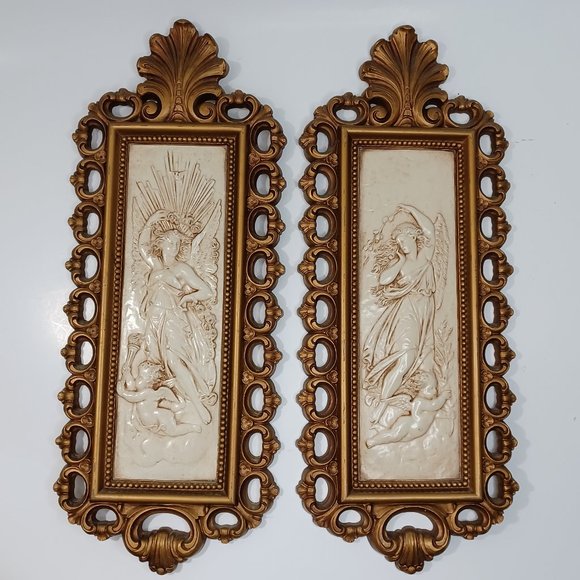 Home Interiors | Accents | Vintage Home Interior Ivory Gold Angel Wall ...